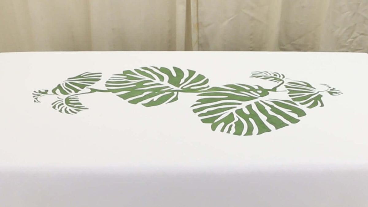 How to Stencil a Tablecloth with Rainforest Philodendron