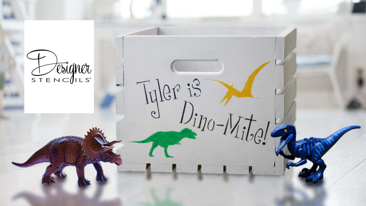 Custom Stenciled Dino Crate Project