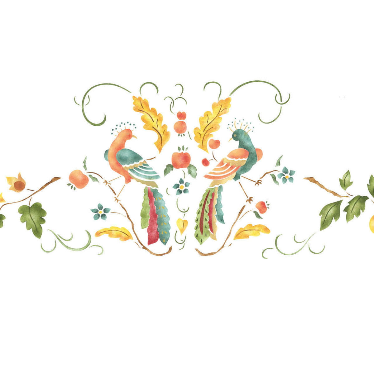 French Birds Wall Stencil Border