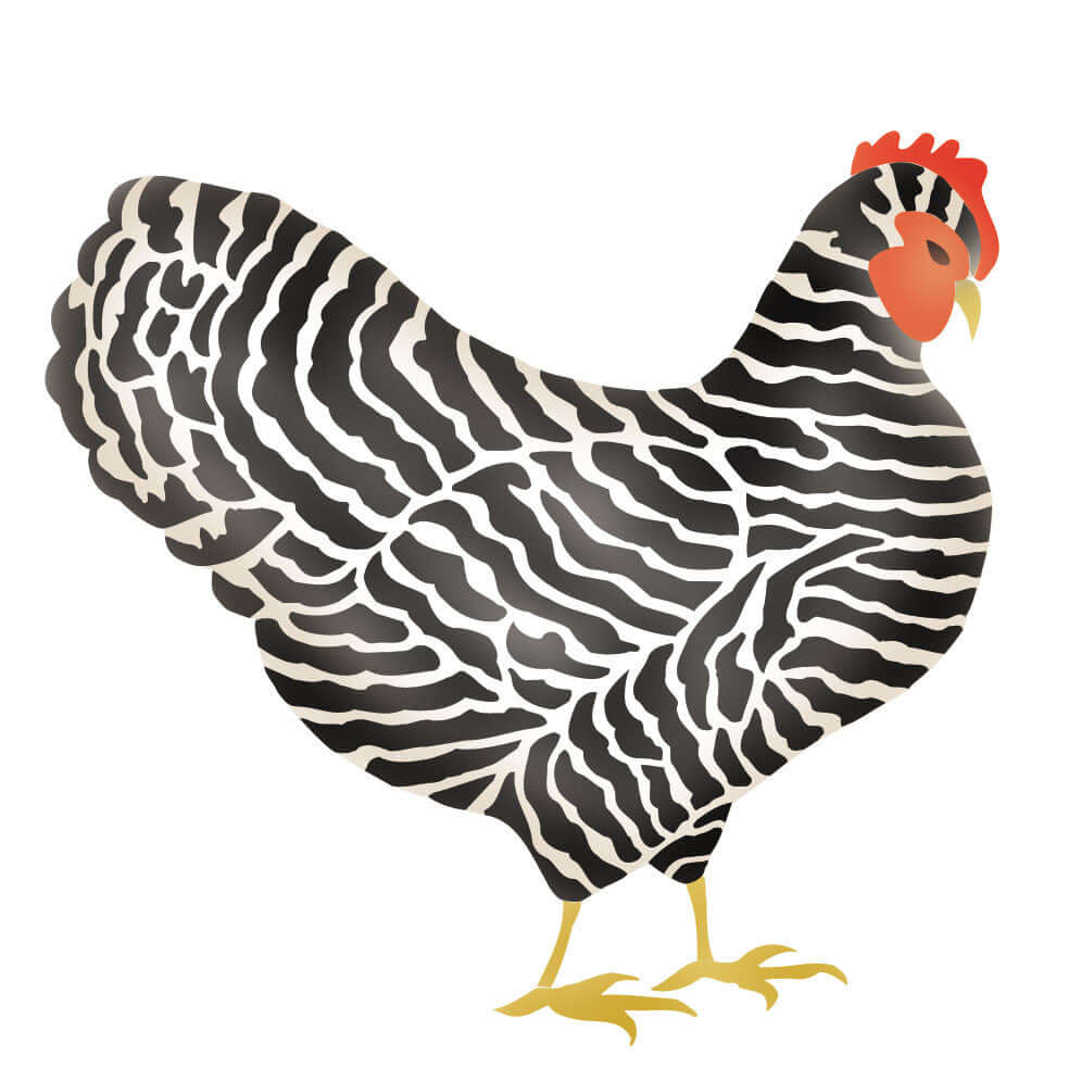 Zebra Chicken Stencil for Farmhouse Walls and Decor