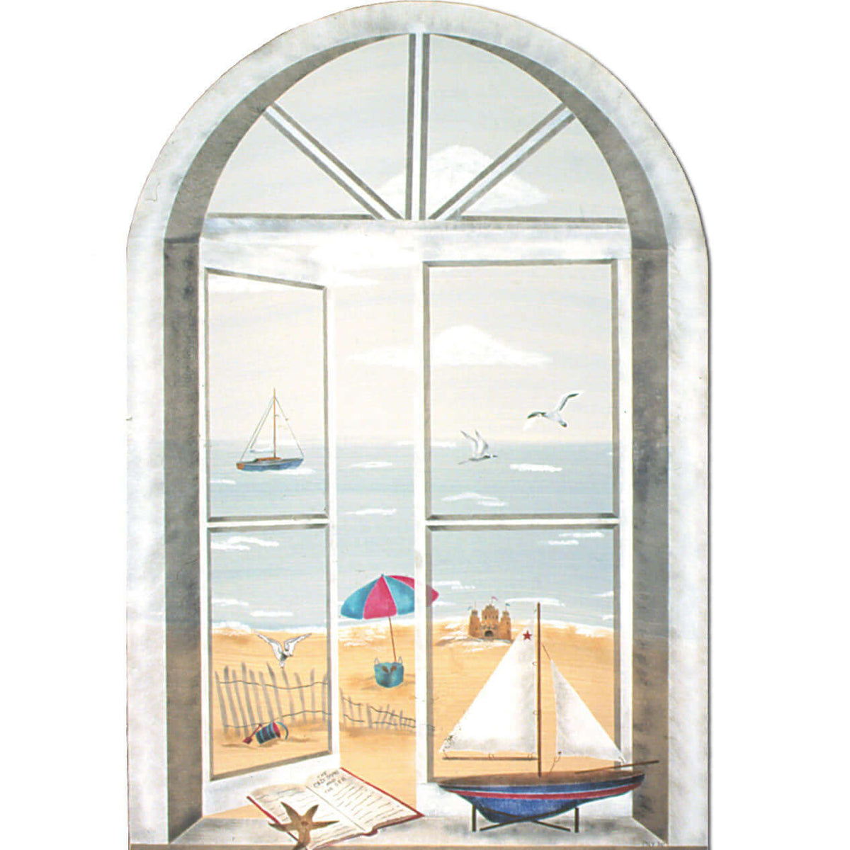Seascape Window Stencil for Wall Murals