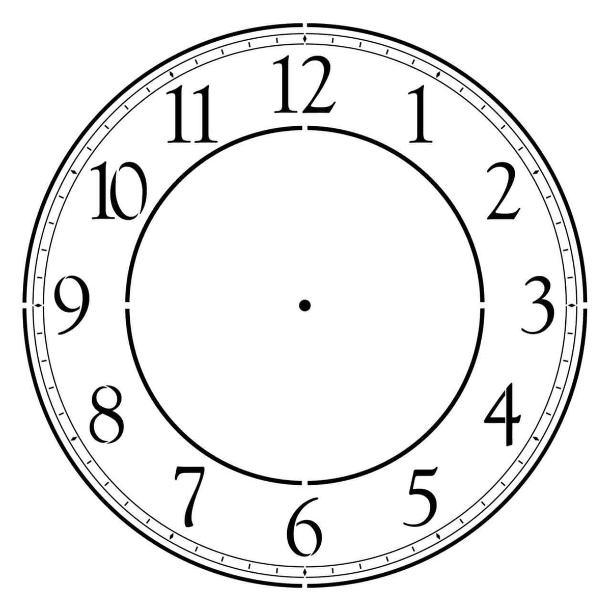 12 to 46 Inch Contemporary Clock Face Wall Stencil