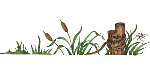 Cattails and Dock Stencil Border for Walls