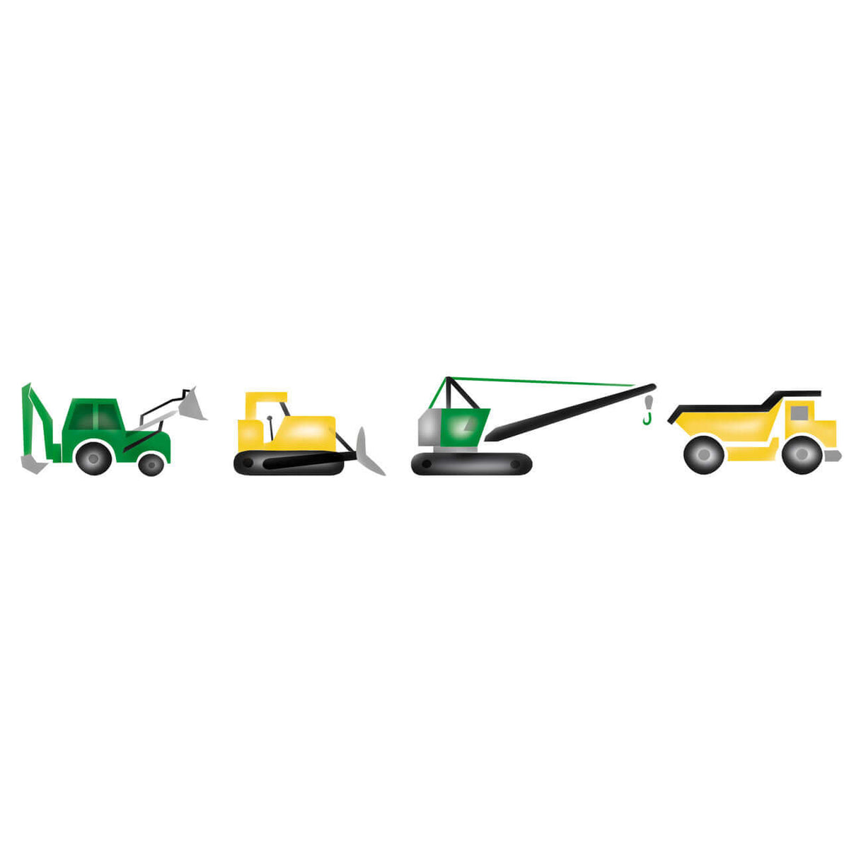 Small Earth Moving Vehicles Stencil for Walls