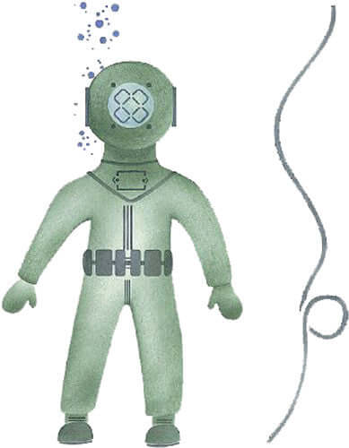 Deep Sea Diver Stencil for Walls
