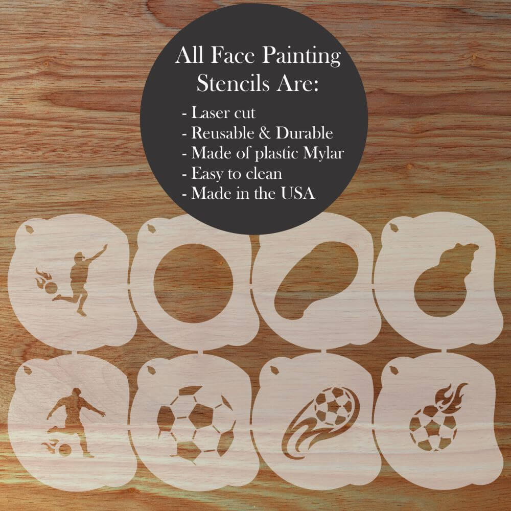 Soccer Stencils for Face Painting and Temporary Tattoos