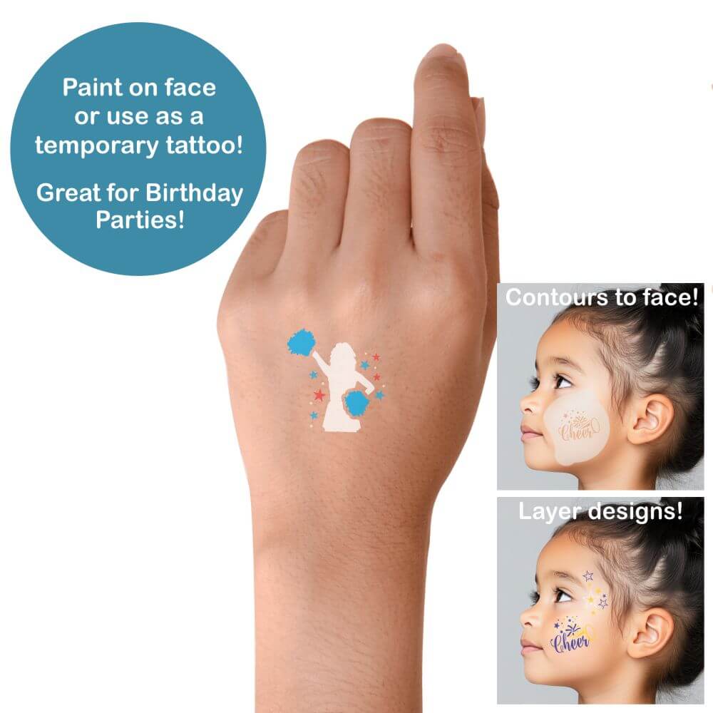 Cheerleading Stencils for Face Painting and Temporary Tattoos