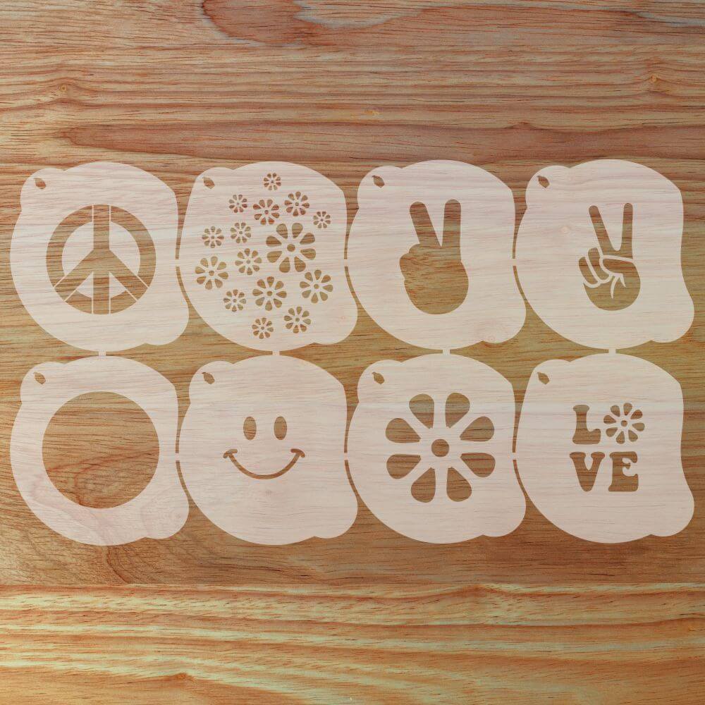 60's Hippie Face Painting and Tattoo Stencil Set: Peace, Love, and ...