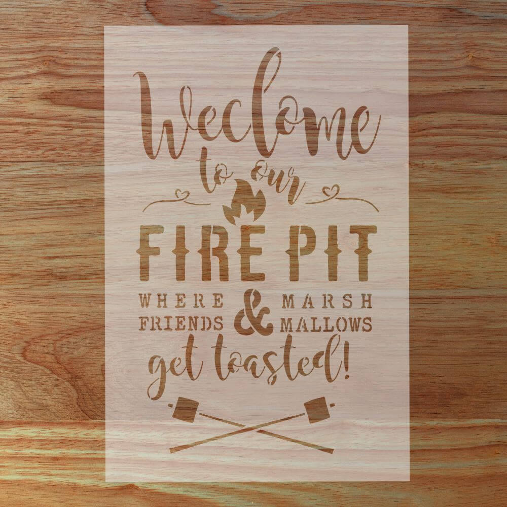 Fire Pit Patio Sign Stencil: Patio Art for Outdoor Spaces