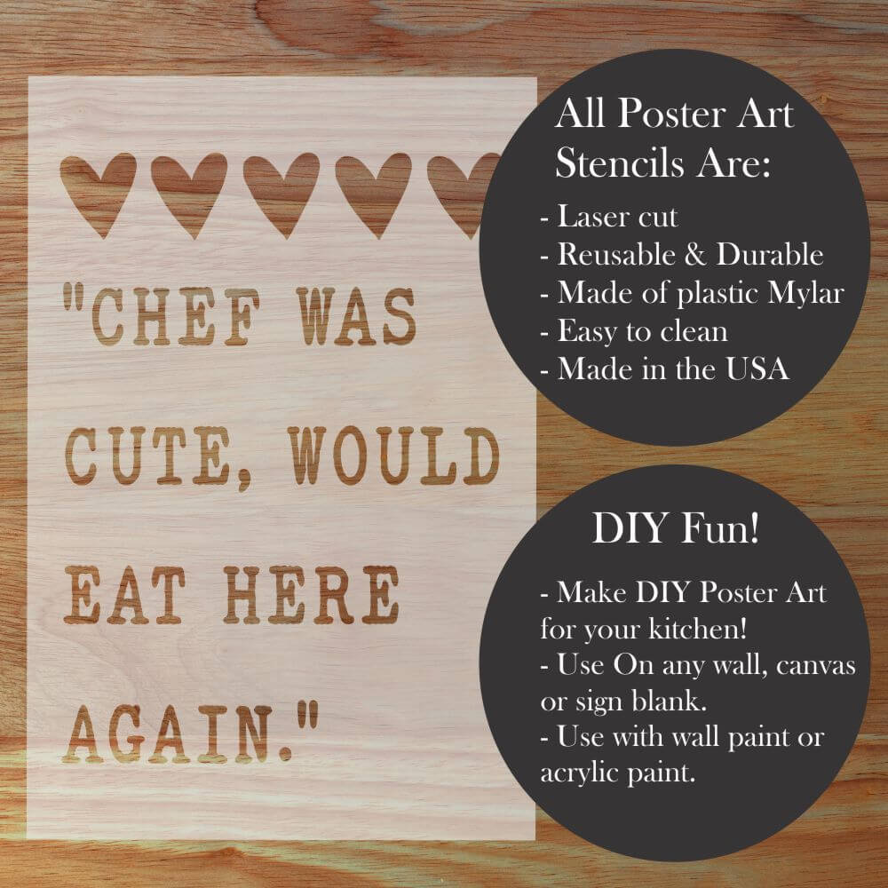 Chef Was Cute Poster Art Stencil: DIY Posters for Your Kitchen