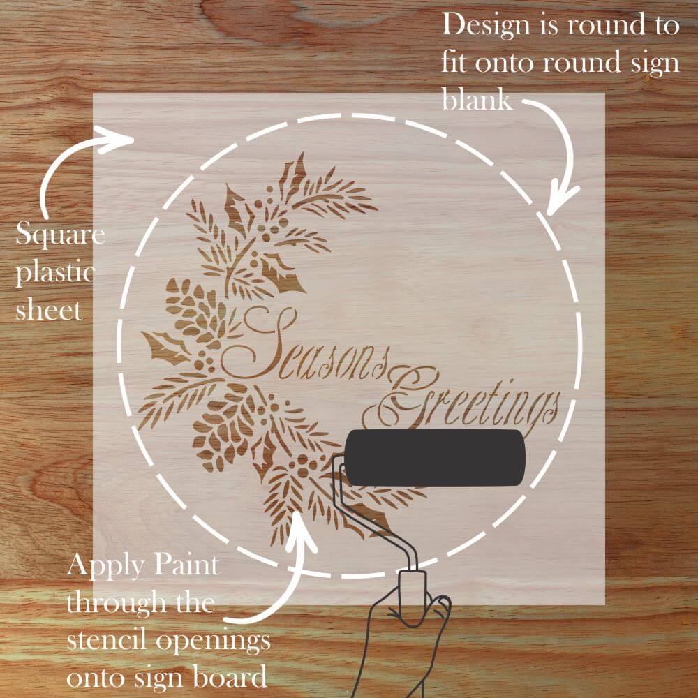 Season's Greetings Round Sign Stencil: DIY Christmas Welcome Signs