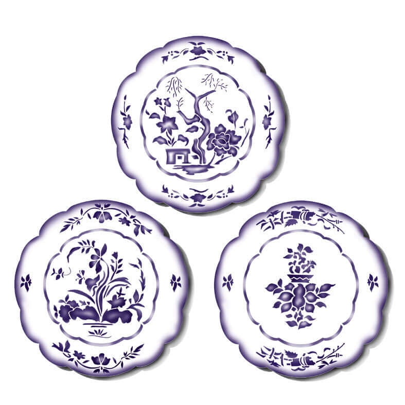 Three Plates Wall Stencil | Designer Stencils