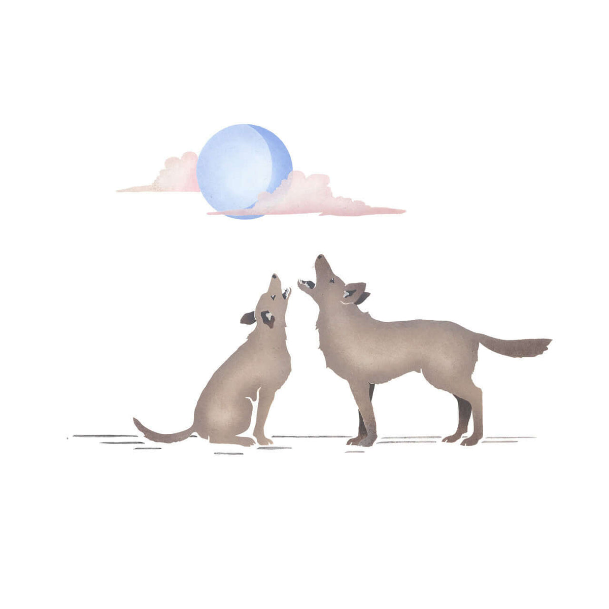 Howling Dogs Stencil for Walls | DeeSigns