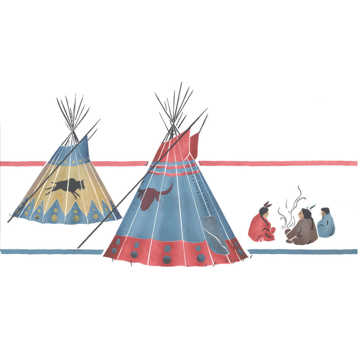 Southwestern Stencil Designs | Teepee Border Wall Stencil