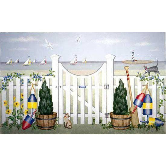 Garden Gate by the Shore Mural Stencils